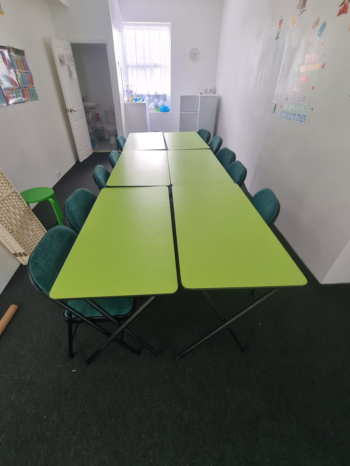 Classroom Rectangular Folding Stacking School Tutoring Table Desk Lime ...