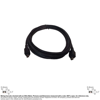 Cable Firewire IEEE 1394 400Mbps 4-Pin Male Male Black 10FT #135549 | eBay
