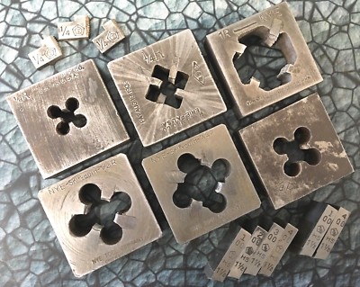 lot of 6 Square Threading Dies & 1-1/2" Replacement Jaws NYE Reed ...