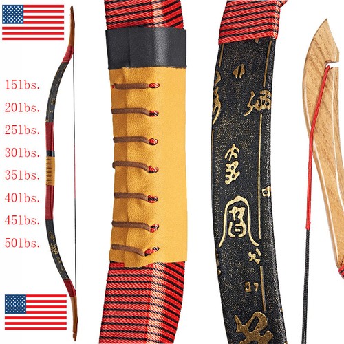 Archery Traditional Recurve Bow 15-50lbs Longbow Horsebow RH&LH Hunting ...