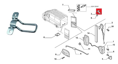 1362281080 SCHLOß HINTENTÜR RIEGEL HINTEN R Ducato Jumper Boxer 06-14 ...