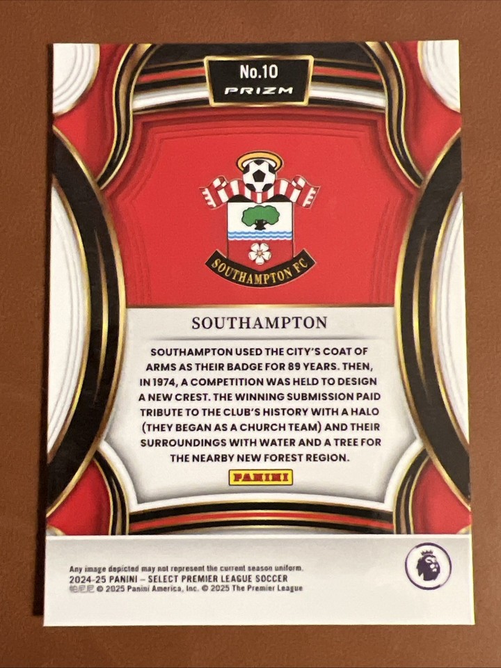 2024-25 Panini Select Southampton Team Crest Logo Prizm #10 Case Hit SP ...