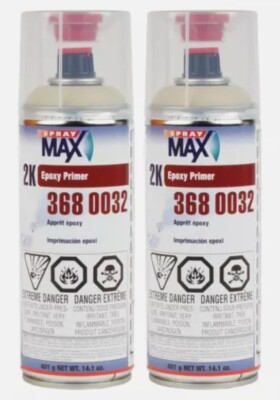 2 Cans SprayMax 3680032 2K Epoxy Rust Cure Primer Beige 14.1 oz Aerosol ...
