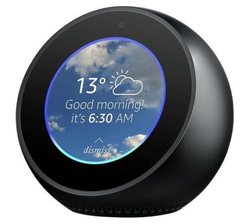 AMAZON ECHO SPOT SMART ALARM CLOCK SCREEN WITH ALEXA SPEAKER - BLACK ...