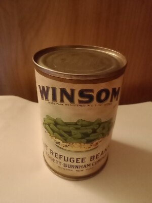 Vintage Advertising Tin Can Winsom Brand Cut Refugee beans Edgett ...