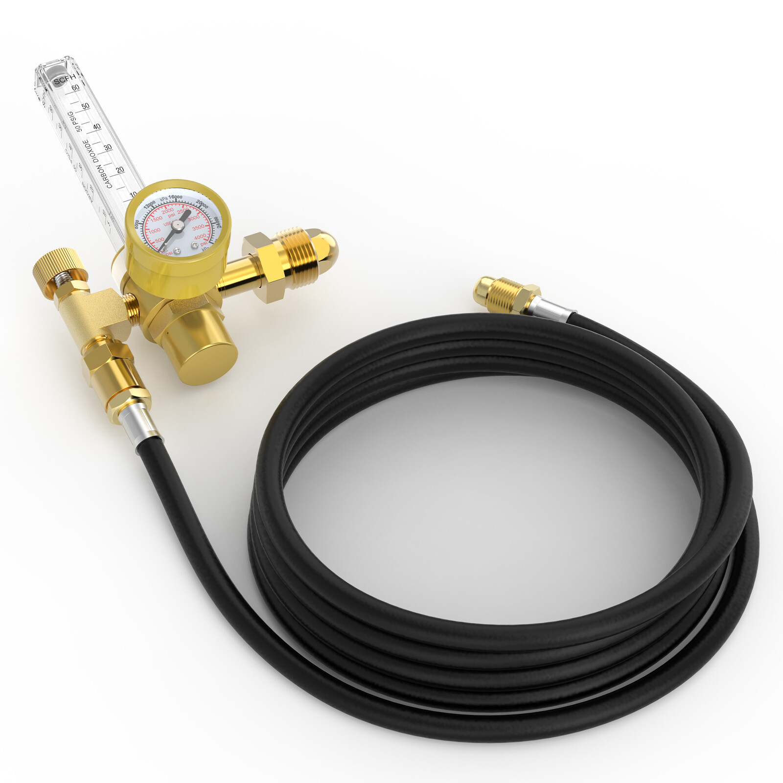 CO2 Argon Flow Meter Gas Regulator Gauge with Gas Hose Mig Tig Welding ...