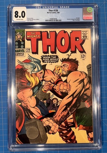 Thor #126 CGC 8.0 (1st Issue Thor in title) Thor vs Hercules STAN LEE ...