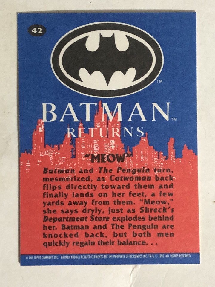 Batman Returns Vintage Trading Card #42 Meow Michelle Pfiefer | eBay