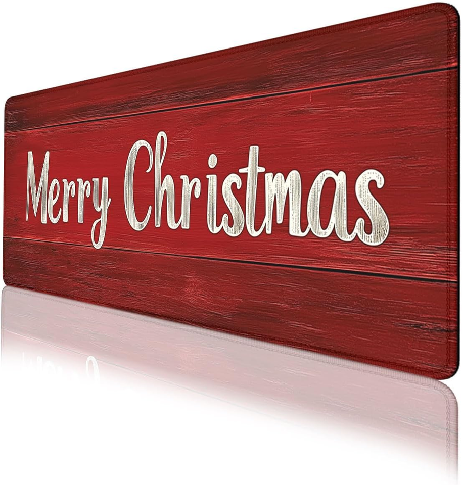 Christmas Mouse Pad Xmas Red Wood Grain Retro Extended Keyboard Mouse ...