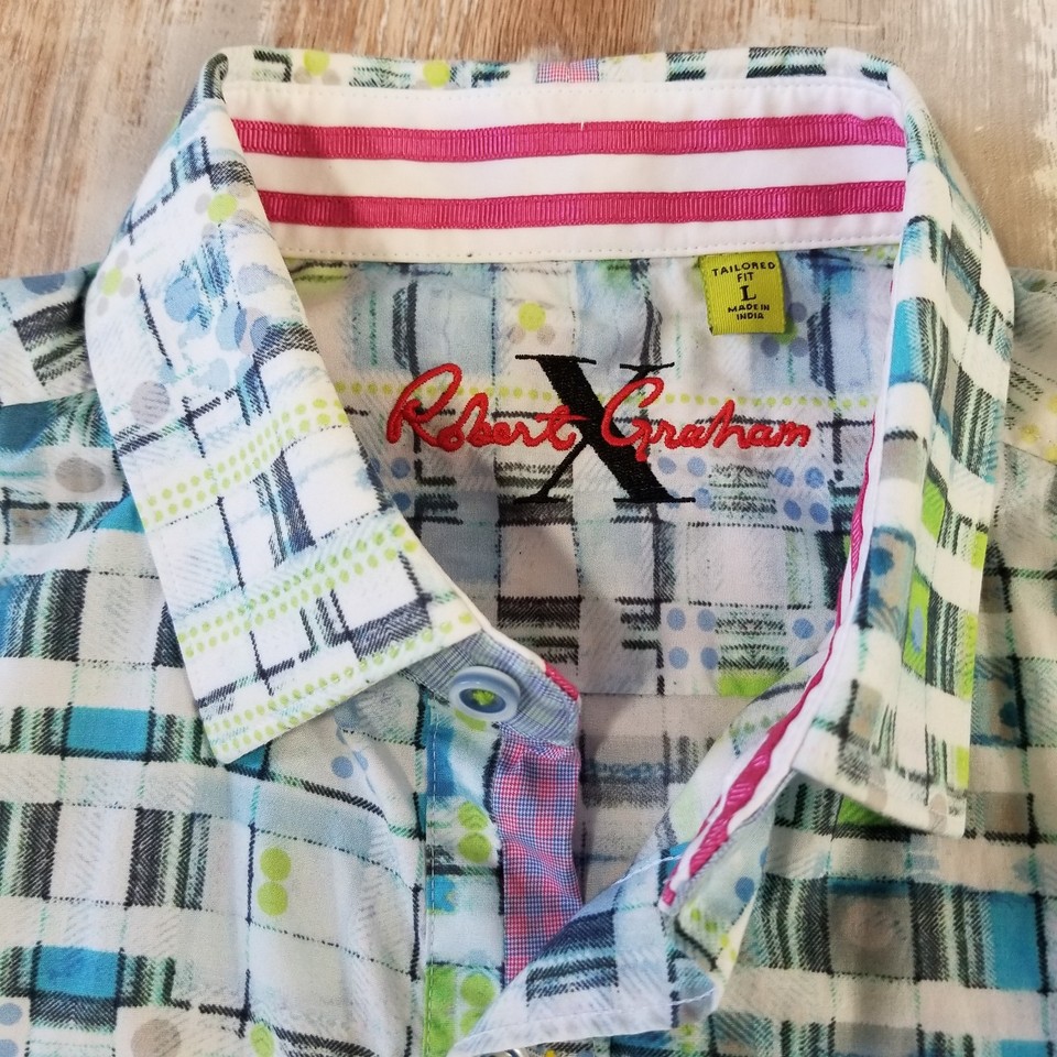 Robert Graham button Shirt Size L Mens Long sleeve Geometric | eBay
