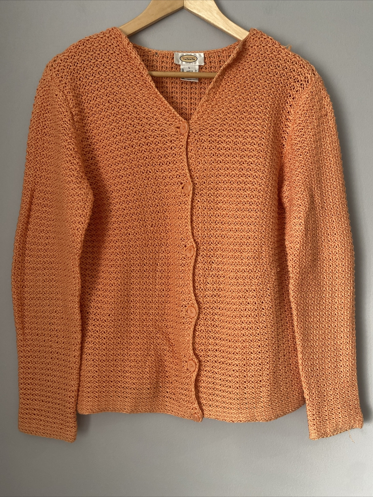 TALBOTS Sweater L Cardigan Mercerized Cotton Button Front Long Sleeve ...