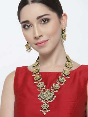 Indian Jewelry Traditional Green Rani Haar Meenakari Kundan Set Pearl ...
