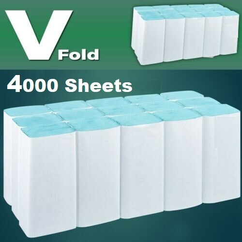 4000 Blue Paper Hand Towels V fold tissues InterFold Premium Quality ...