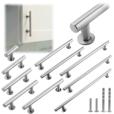 Brushed Nickel Modern Cabinet Handles Bar Pulls Kitchen Hardware ...