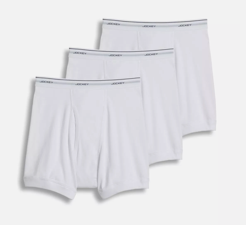 Men Jockey 3-Pack Classics Full Rise White Staycool Cotton Boxer Brief ...