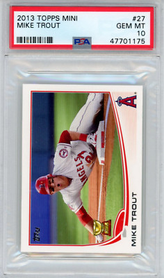 Graded 2013 Topps Mini Mike Trout #27 Sliding Rookie Cup RC Card PSA 10 ...