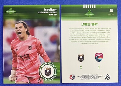 Laurel Ivory 2024 Parkside NWSL Pronto Week 7 Card #45 /330 SEATTLE ...