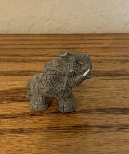 Vintage Clay Art Miniature Elephant With Trunk Raised Hand Made In Peru ...