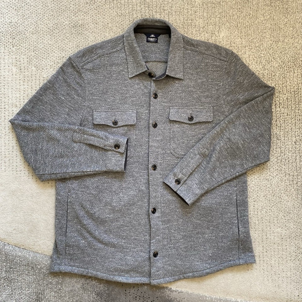 Faherty Inlet Knit CPO Shirt Jacket Gray XL Flannel Long Sleeve | eBay