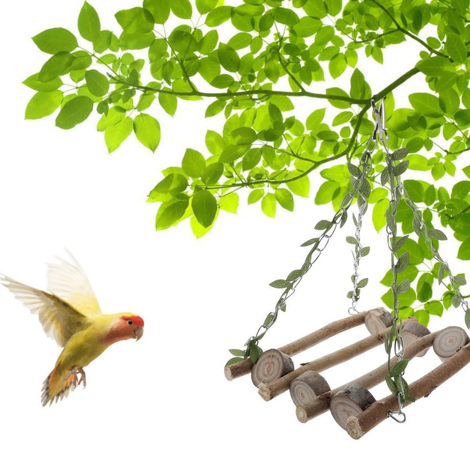 Pet Bird Cage Toy Parrot Ladder Hammock Swing Hanging Bird Chewing Toy ...