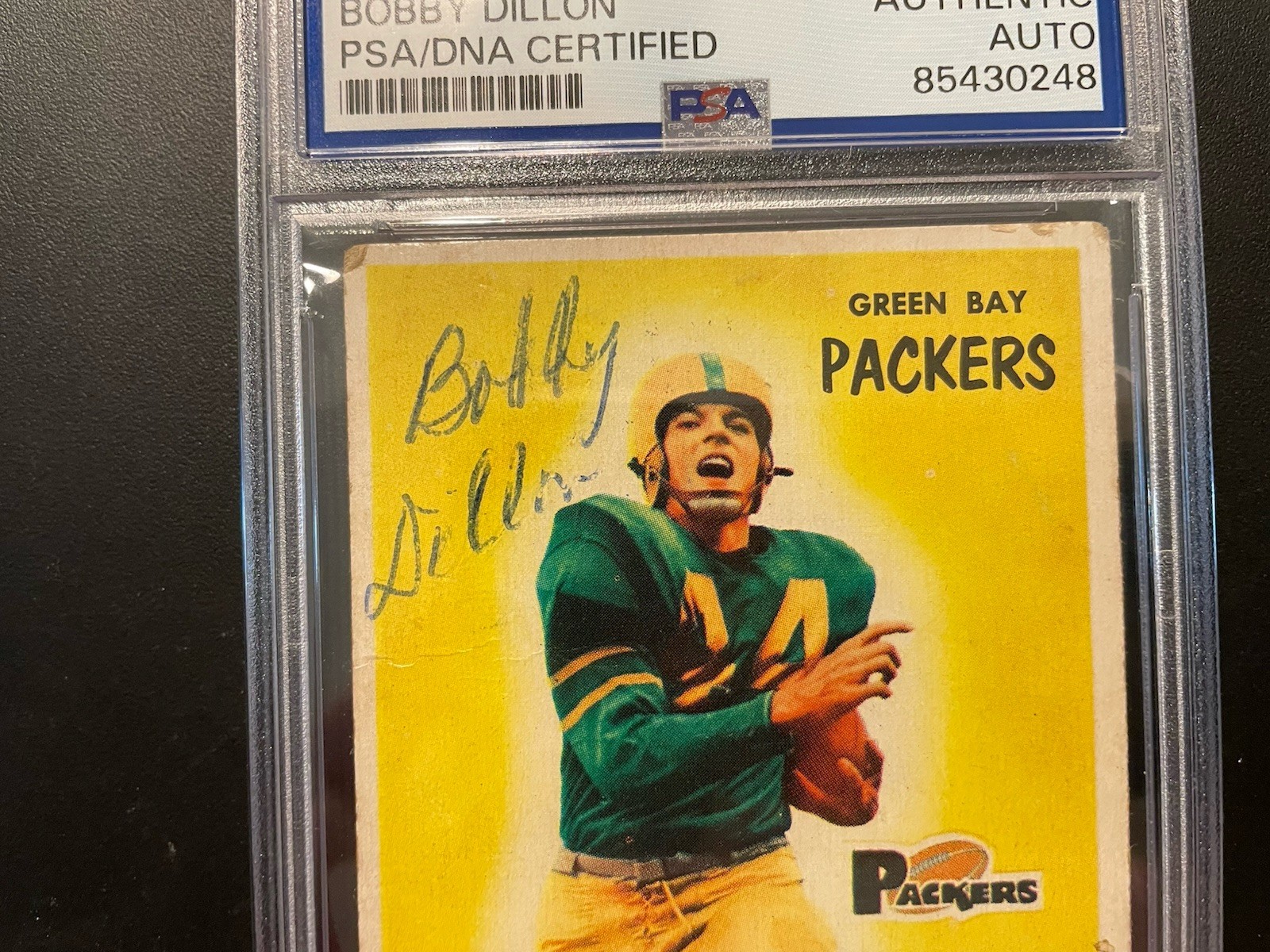 Bobby Dillon signed 1955 Bowman Card Autograph Football HOF GB Packers ...