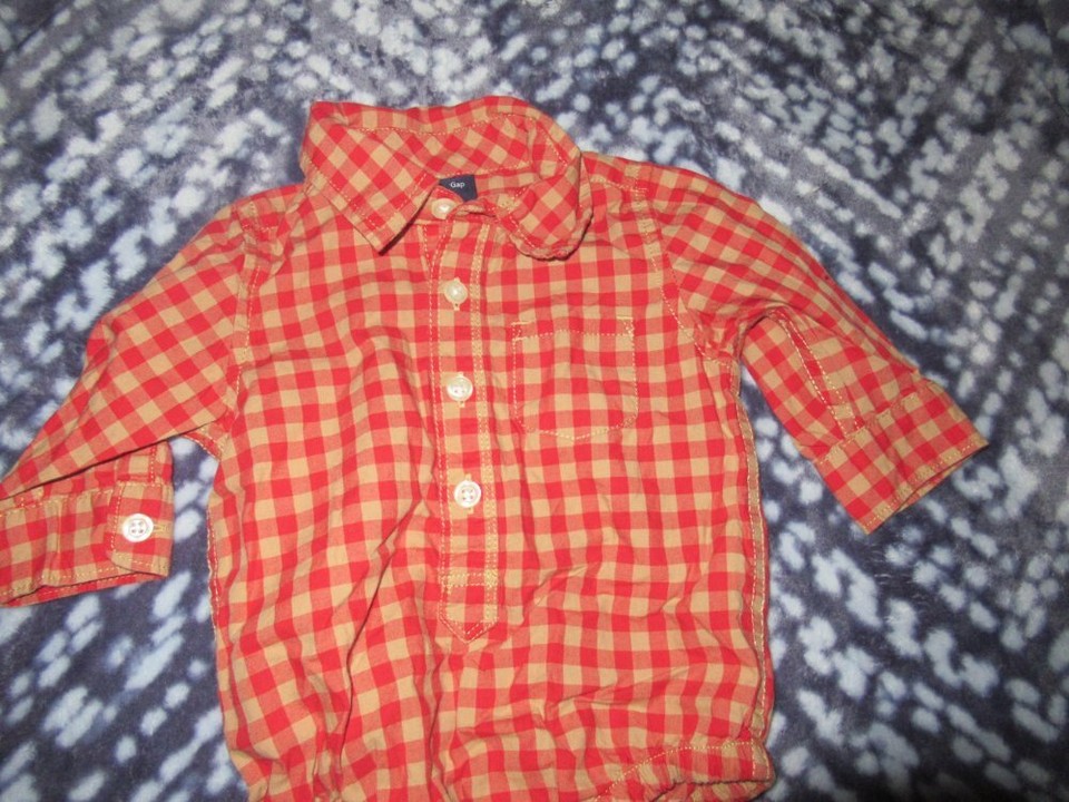 euc Baby Gap rust check snap bottom shirt baby boy 3-6 m free ship US ...