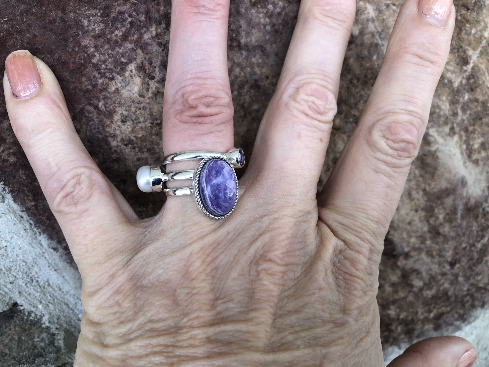 JOYA by Judy Crowell Set of Three Sterling Silver Gemstone Rings 8 | eBay