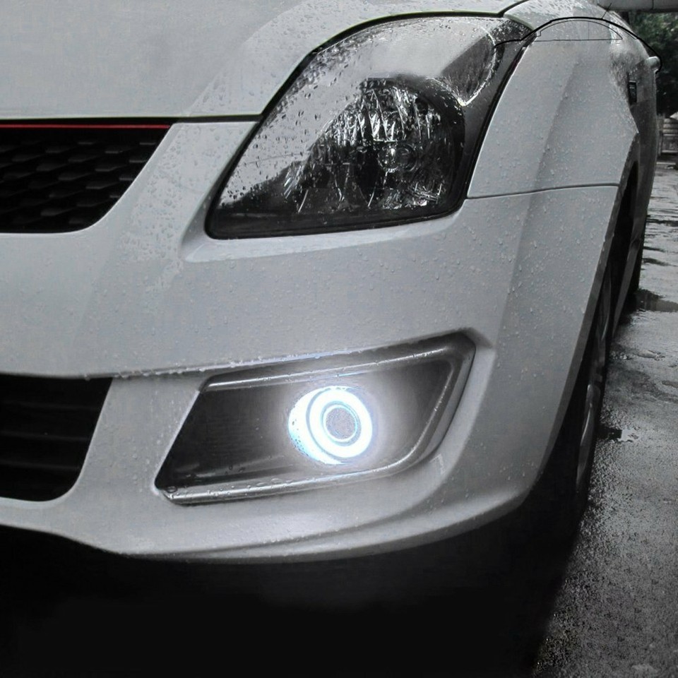 2x 2.5/3/3.5" inch Yellow LED Fog Lights with Angel Eyes Halo Ring Car ...