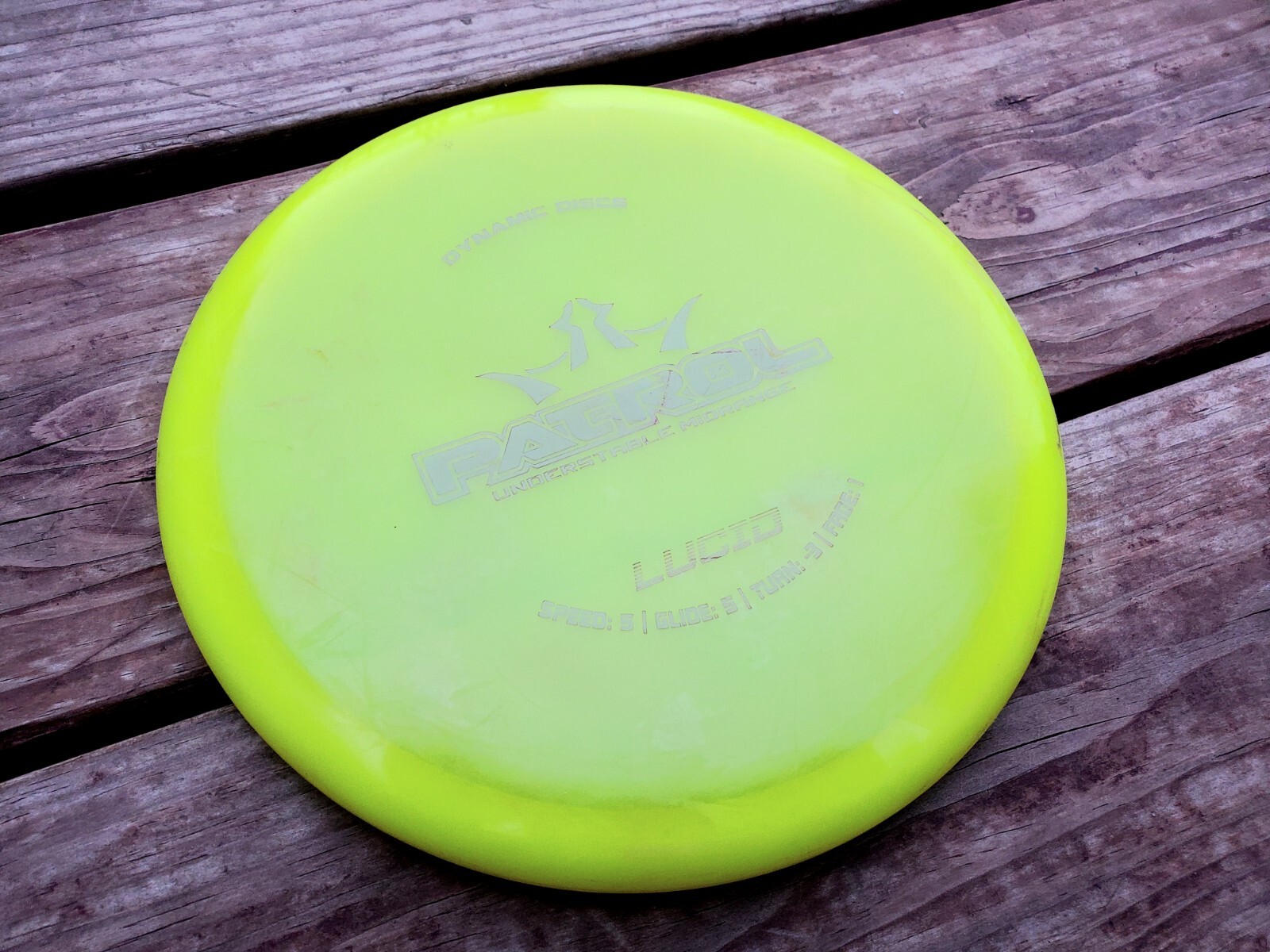 Dynamic Discs Lucid Patrol 175g Yellow Disc Golf Midrange Driver OOP ...