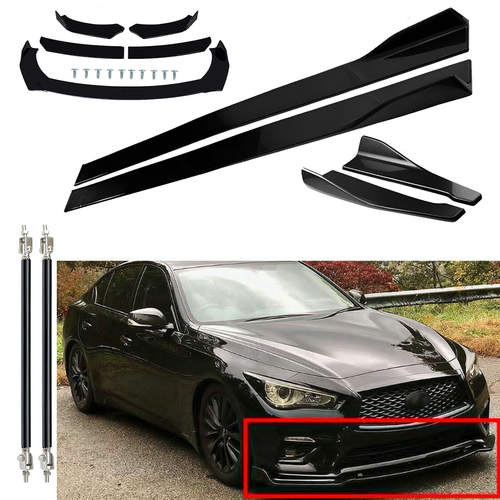 Front Bumper Lip Spoiler Splitter+Side Skirt+Rear Lip For Infiniti Q50 ...