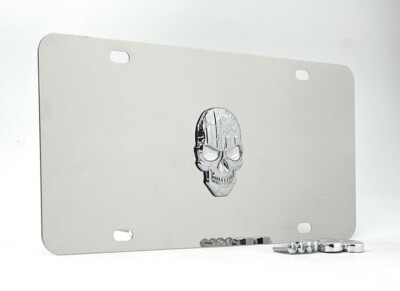 Skull Flag Stainless Steel Metal Mirror Chrome License Plate-FOR FORD ...