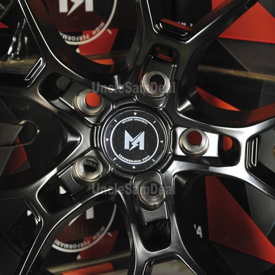 18x8.5 5x120 +35 offset MFlow MFR4 matte black machine tip 10 spokes 4 ...