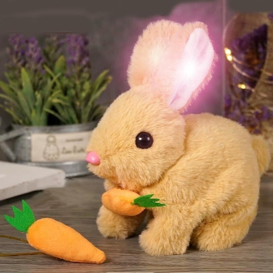 1pc Luminous Simulation Electric Rabbit Plush Toy Soft Easter Bunny ...