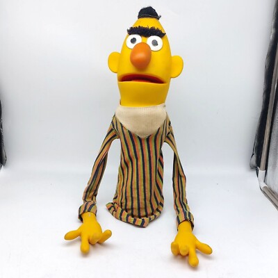 Vintage Muppets Bert Puppet Striped Shirt Rubber & Cloth Sesame Street ...