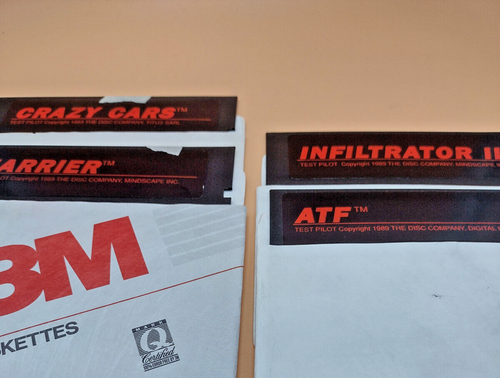 4 Vintage Commodore 64 Games Mindscape ATF Harrier Crazy Cars ...