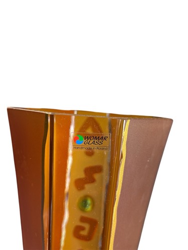 19.5” Tall Womar Glass Orange and Frost Vase. Handmade in Poland | eBay