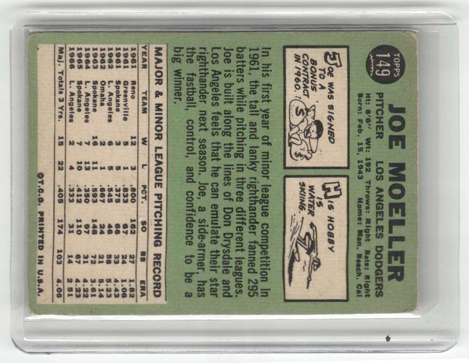 1967 Topps #149 Joe Moeller Near Mint or Better | eBay