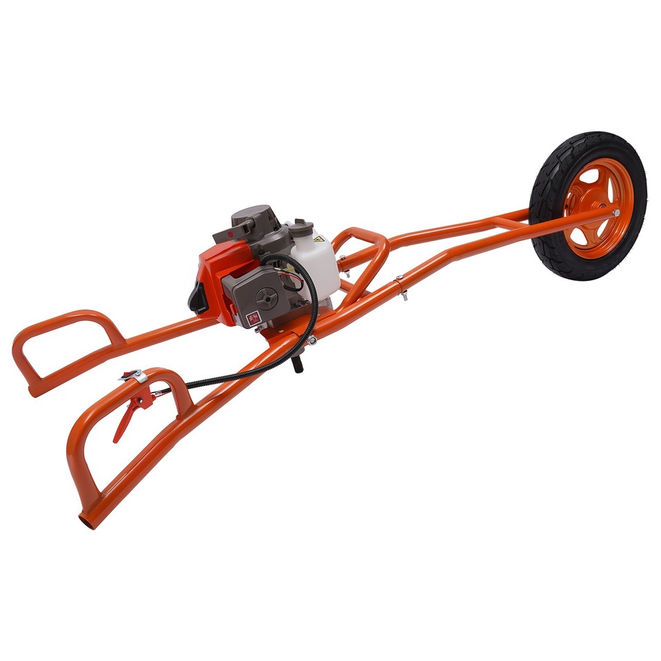 63CC 3HP Post Hole Digger Gas Powered Earth Auger Borer Wheelbarrow ...
