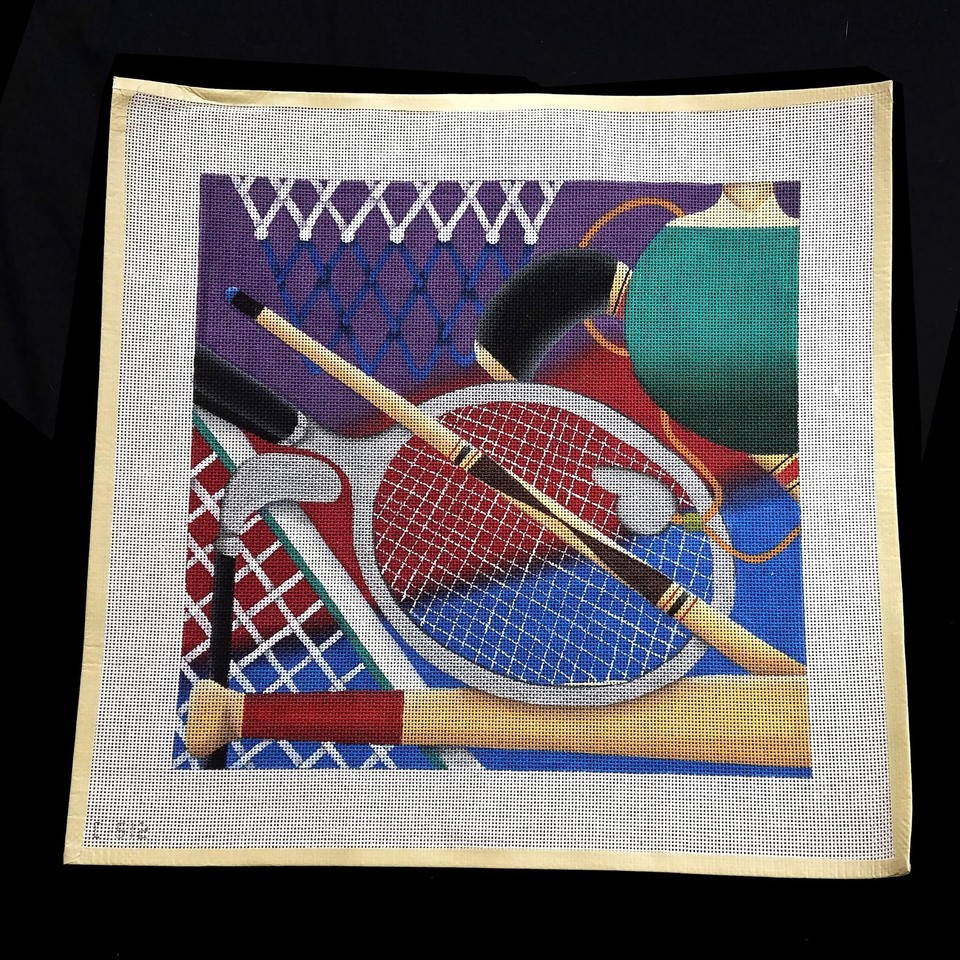 JB DESIGNS NEEDLEPOINT CANVAS: SPORTS THEME TENNIS, POOL, BASKETBALL BM ...