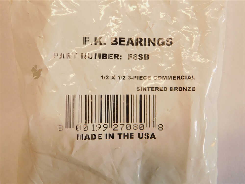 F.K. Bearings F8SB 3-Piece Sintered Bronze Race 1/2" Rod End Bearings 2 ...