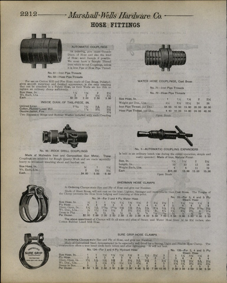 1912 PAPER AD Hose Pipe Swivel Handle Play Nozzle Fitting Brass Water ...