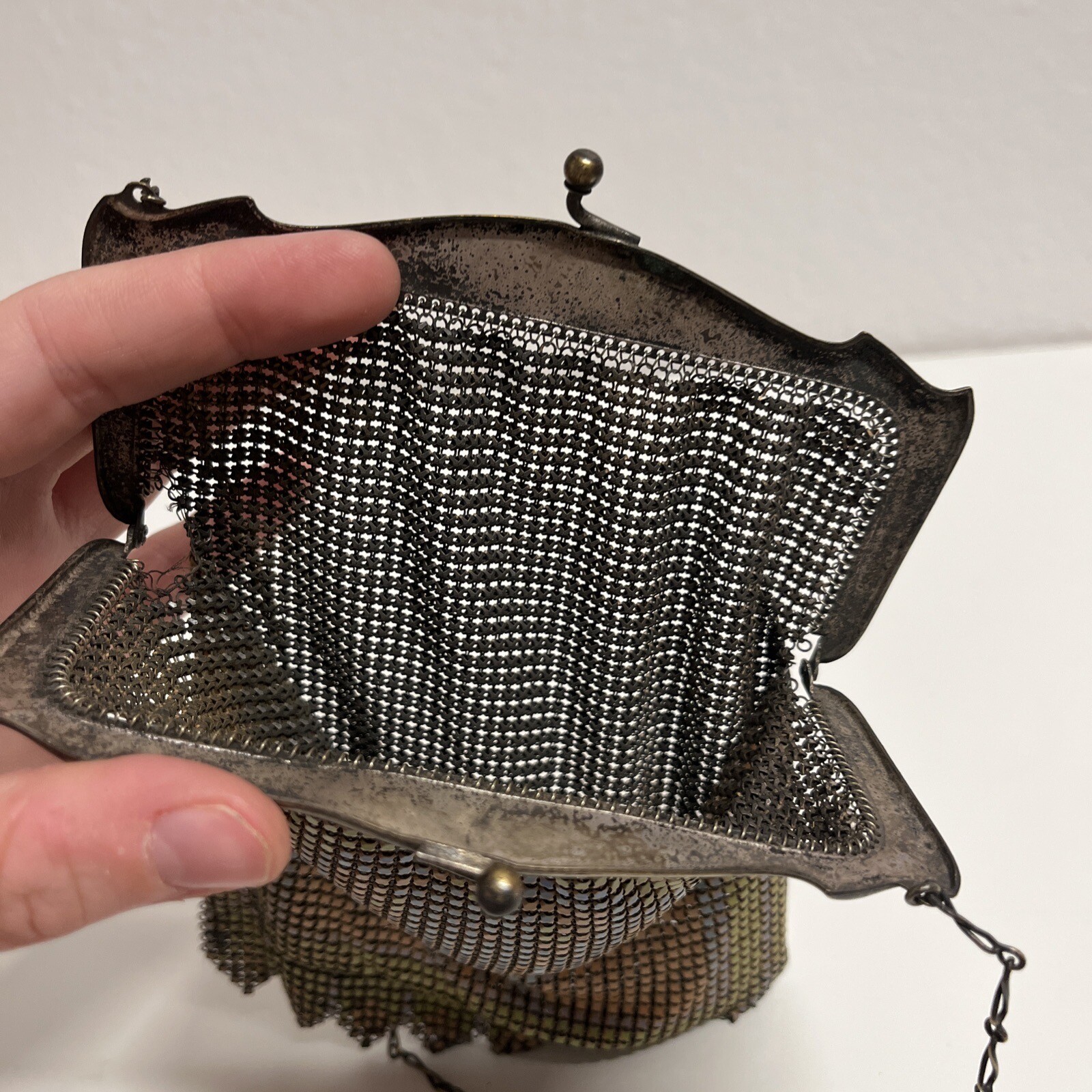 Antique Mesh Chain Mail Purse Evening Bag 1920s - Gem