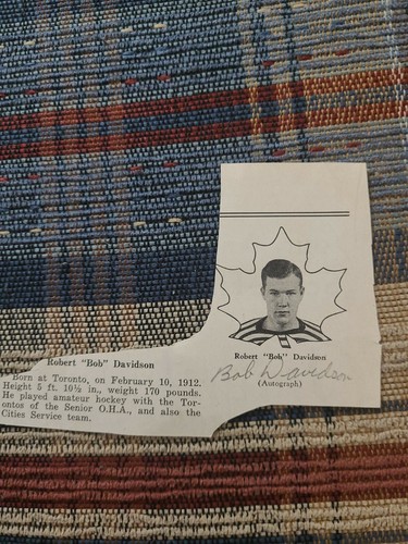 ROBERT BOB DAVIDSON AUTOGRAPH NHL HOCKEY TORONTO MAPLE LEAFS SIGNED ST ...