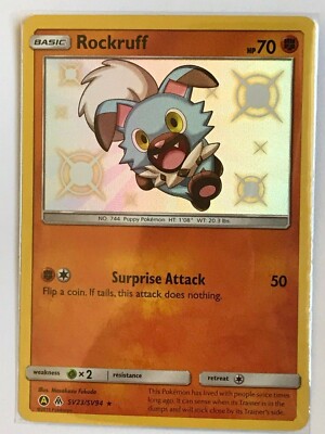Rockruff SV23/SV94 SHINY ALTERNATE ULTRA RARE Hidden Fates Pokemon Card ...