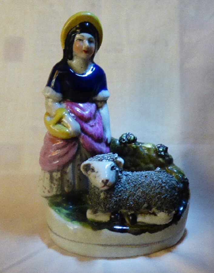 Antique Victorian Staffordshire 6"+ Full Figurine Shepherdess ...