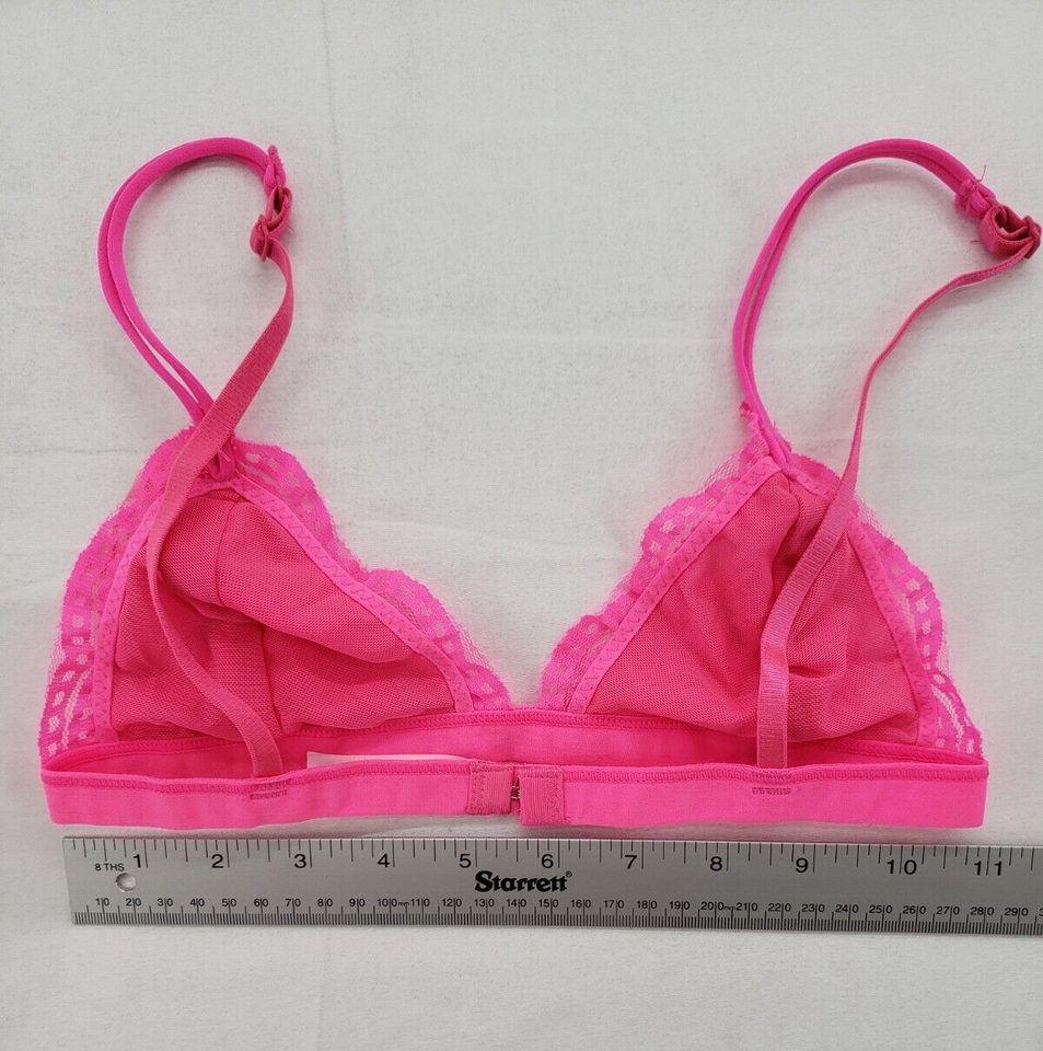 Anemone Misses Size S/M Neon Pink Stretchy Band Floral Lace Bralette ...