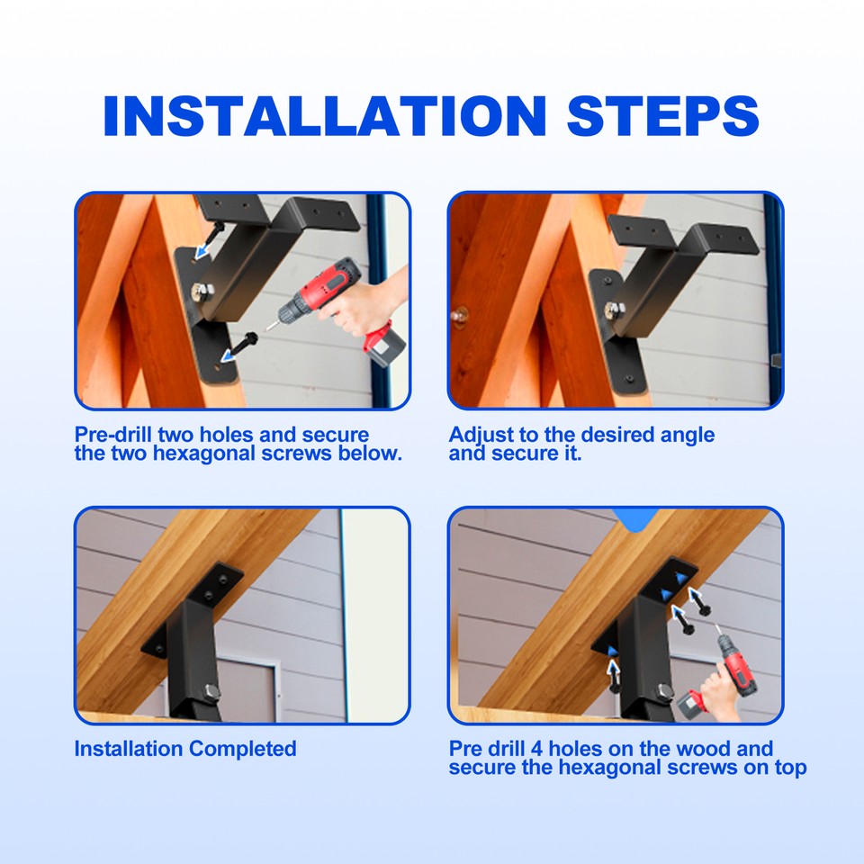 3xRoof Riser Bracket Adjustable Angle Pergola Roof Riser Beam Bracket ...