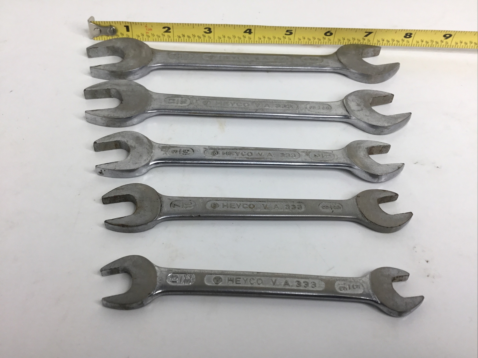 VINTAGE 5 Piece Lot HEYCO Tools V.A. 333 3/4=5/16 Open Ended Wrenches ...
