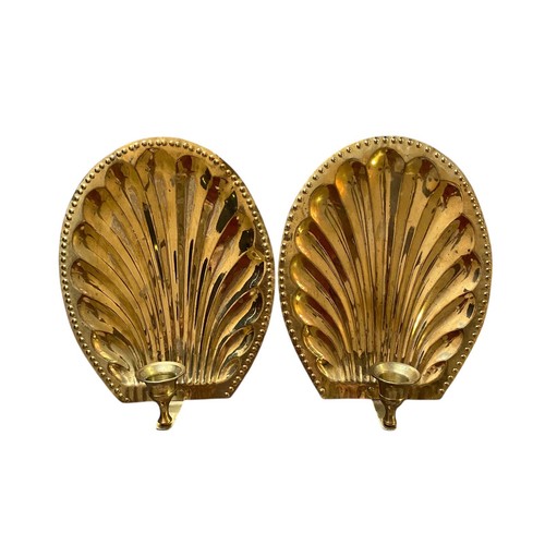 Vintage Brass Clam Shell Candle Holder Wall Sconces Set Of 2 Gorgeous ...