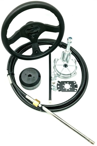 BOAT STEERING KIT 14FT / 4.2m Cable Helm Wheel Multiflex Teleflex ...